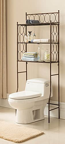 Pilaster Designs Transitional Copper Iron 3 Tier Exeter Over The Toilet Bathroom Spacesaver Storage Rack Organizer