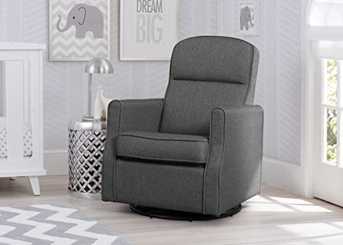 Delta Children Blair Slim Nursery Glider Swivel Rocker Chair, Charcoal