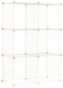 amazon basics 6 cube wire grid storage shelves, stackable cubes, white, 14.6" d x 30.3" w x 44.8" h