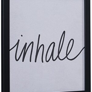 Amazon Brand – Stone & Beam Modern Black and White Inhale Word Art in Black Frame, 14" x 14"