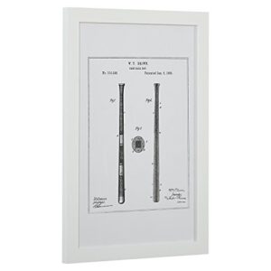 Amazon Brand – Stone & Beam Modern Gold Print of 1885 Baseball Bat Patent Wall Art, White Frame, 15" x 21"