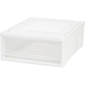 iris usa 129770 shallow box chest drawer, white/clear