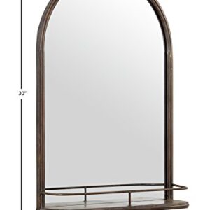 Amazon Brand – Stone & Beam Modern Round Arc Iron Hanging Wall Mirror With Shelf, 30 Inch Height, Dark Bronze