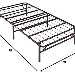 Amazon Basics Foldable Metal Platform Bed Frame with Tool Free Setup, 14 Inches High, Twin, Black