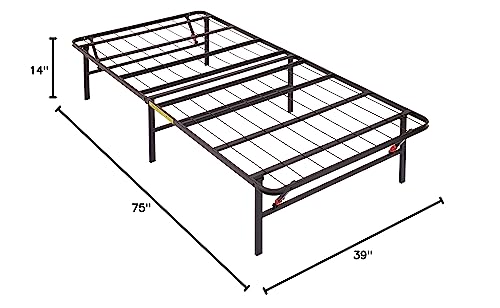 Amazon Basics Foldable Metal Platform Bed Frame with Tool Free Setup, 14 Inches High, Twin, Black