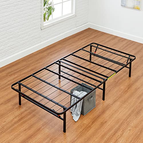 Amazon Basics Foldable Metal Platform Bed Frame with Tool Free Setup, 14 Inches High, Twin, Black