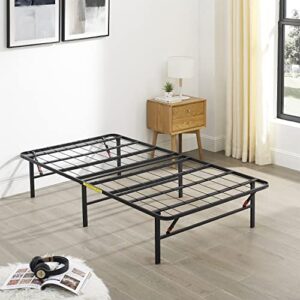 Amazon Basics Foldable Metal Platform Bed Frame with Tool Free Setup, 14 Inches High, Twin, Black