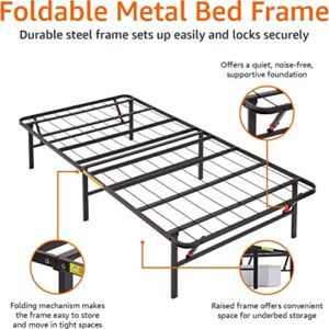 Amazon Basics Foldable Metal Platform Bed Frame with Tool Free Setup, 14 Inches High, Twin, Black