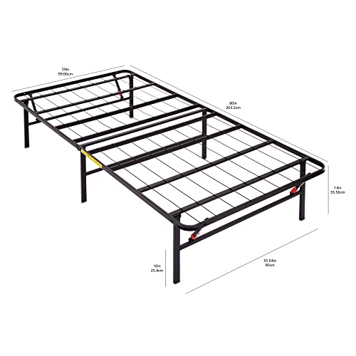 Amazon Basics Foldable Metal Platform Bed Frame with Tool Free Setup, 14 Inches High, Twin, Black