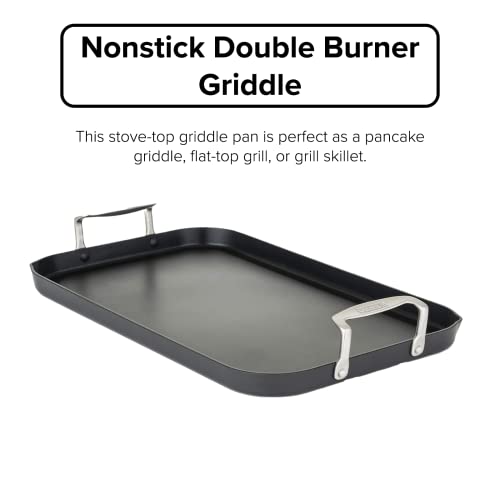 Viking Culinary Hard Anodized Nonstick Double Burner Griddle, Ergonomic Stay-Cool Handles, Oven Safe, Works on Electronic, Ceramic, and Gas Cooktops , 18 inches