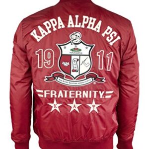 Kappa Alpha Psi Fraternity Mens Bomber Jacket 4XL Crimson Red