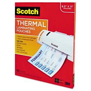 scotch tp3854100 letter size thermal laminating pouches, 3 mil, 11 1/2 x 9, 100 per pack