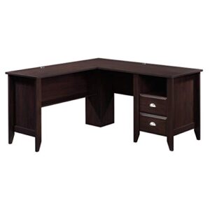 sauder shoal creek l-desk, jamocha wood finish