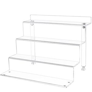 niubee acrylic riser display shelf, clear display stand for amiibo funko pop figures,4 tier cupcakes stand perfume organizer and storage (large)