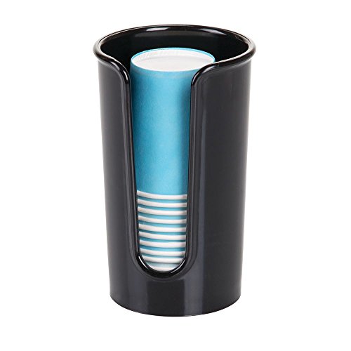 iDesign Paper & Plastic Disposable Cup Dispenser for Bathroom Countertops, The Clarity Collection – 3.05” x 3.05” x 5”, Black