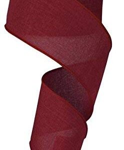 Solid Canvas Wired Edge Ribbon, 10 Yards (Burgundy, 2.5 Inches)