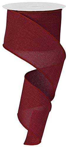 Solid Canvas Wired Edge Ribbon, 10 Yards (Burgundy, 2.5 Inches)