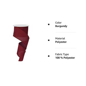 Solid Canvas Wired Edge Ribbon, 10 Yards (Burgundy, 2.5 Inches)