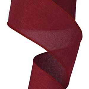 Solid Canvas Wired Edge Ribbon, 10 Yards (Burgundy, 2.5 Inches)