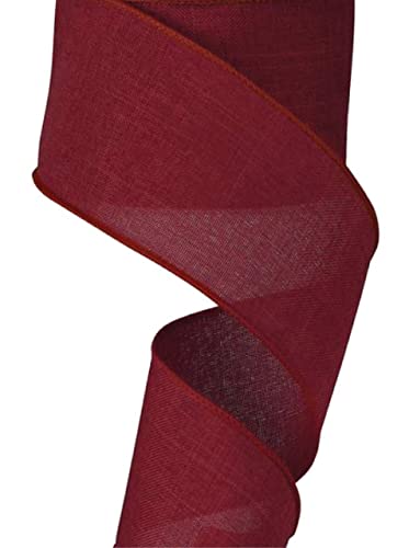 Solid Canvas Wired Edge Ribbon, 10 Yards (Burgundy, 2.5 Inches)