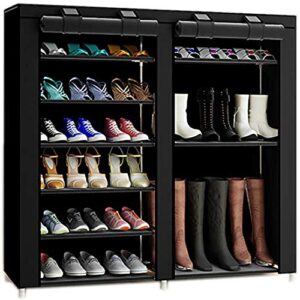 txt&baz 27-pairs portable boot rack double row shoe rack covered with nonwoven fabric(7-tiers black)