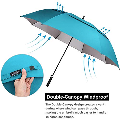 G4Free 68 inch Oversize Windproof Automatic Open Golf umbrella Double Canopy Vented Waterproof Large UV Sun Protection Stick Umbrellas (Sky Blue)