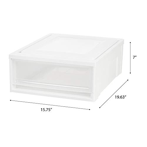 IRIS USA, Inc. 591059 IRIS USA, BC-500S, Shallow Box Chest Drawer, 4 Pack, White, 22 Quart