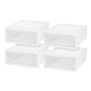 iris usa, inc. 591059 iris usa, bc-500s, shallow box chest drawer, 4 pack, white, 22 quart