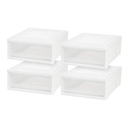 IRIS USA, Inc. 591059 IRIS USA, BC-500S, Shallow Box Chest Drawer, 4 Pack, White, 22 Quart