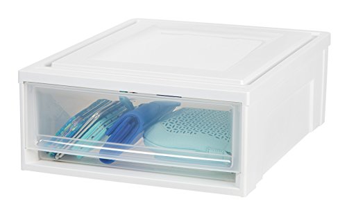 IRIS USA, Inc. 591059 IRIS USA, BC-500S, Shallow Box Chest Drawer, 4 Pack, White, 22 Quart