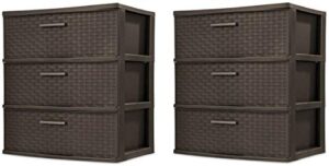 sterilite 25306p01 3-drawer wide weave tower, espresso, 2-pack