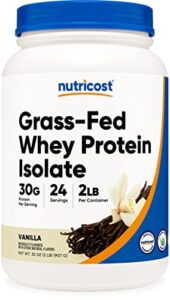 nutricost grass-fed whey protein isolate (vanilla) 2lbs - non-gmo, gluten free, natural flavors