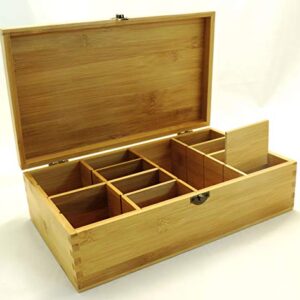 cookbook people Multikeep Adjustable Tea Box 128 Tea Bag Storage Organizer Bamboo Latching Lid (Blank Lid)