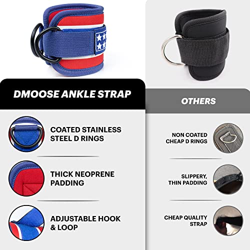 DMoose Ankle Strap for Cable Machine Attachments, Gym Ankle Cuff for Kickbacks, Glute Workouts, Leg Extensions, Curls, Booty Hip Abductors Exercise for Men and Women