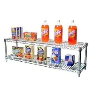 shelving inc. 12" d x 54" w chrome wire shelving with 2 tier shelves, weight capacity 800lbs per shelf