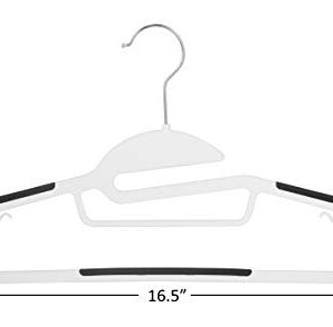 Finnhomy 50 Pack Plastic Hangers, Durable Clothes Hangers with Non-Slip Pads, Space Saving Easy Slide Organizer for Bedroom Closet, Great for Shirts, Pants, White