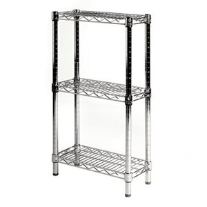 shelving inc. 8" d x 24" w chrome wire shelving with 3 tier shelves, weight capacity 800lbs per shelf