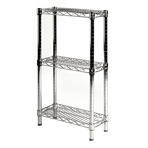 Shelving Inc. 8" d x 24" w Chrome Wire Shelving with 3 Tier Shelves, Weight Capacity 800lbs Per Shelf