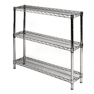 shelving inc. 8" d x 36" w chrome wire shelving with 3 tier shelves, weight capacity 800lbs per shelf