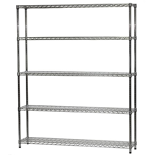 Shelving Inc. 12"d x 60"w x 72"h Chrome Wire Shelving with 5 Shelves