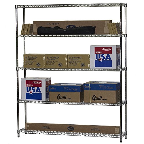 Shelving Inc. 12"d x 60"w x 72"h Chrome Wire Shelving with 5 Shelves