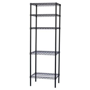 shelving inc. black wire shelving with 5 tier shelves - 8" d x 18" w x 72" h, weight capacity 300lbs per shelf