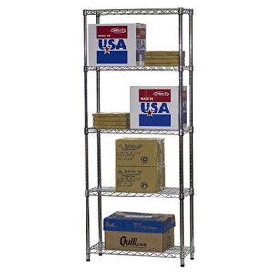 Shelving Inc. 12" d x 30" w x 72" h Chrome Wire Shelving with 5 Shelves