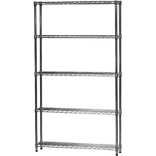 Shelving Inc. 8" d x 42" w x 84" h Chrome Wire Shelving with 5 Tier Shelves, Weight Capacity 800lbs Per Shelf