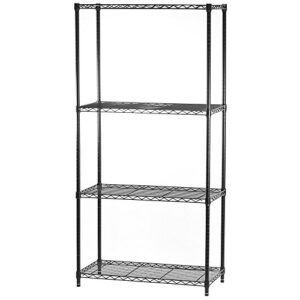 shelving inc. black wire shelving with 4 tier shelves - 8" d x 24" w x 54" h, weight capacity 300lbs per shelf