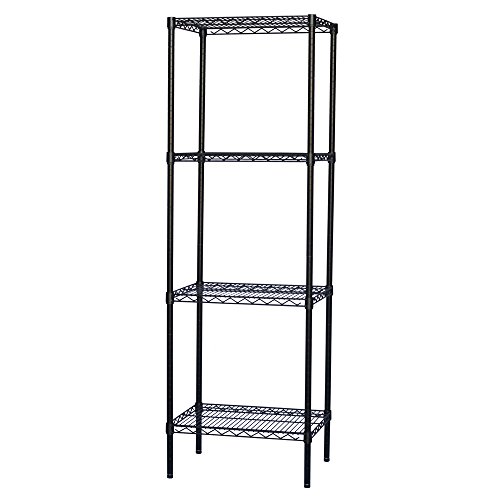 Shelving Inc. Black Wire Shelving with 4 Tier Shelves - 8" d x 24" w x 54" h, Weight Capacity 300lbs Per Shelf