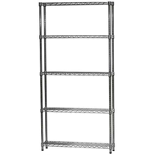 Shelving Inc. 8" d x 36" w x 72" h Chrome Wire Shelving with 5 Tier Shelves, Weight Capacity 800lbs Per Shelf