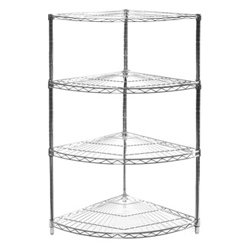 shelving inc. 24" radius corner wire shelving with 4 tier shelves - 72" h, weight capacity 800lbs per shelf