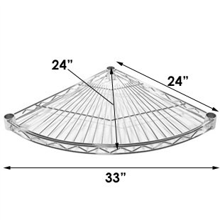 Shelving Inc. 24" Radius Corner Wire Shelving with 4 Tier Shelves - 72" h, Weight Capacity 800lbs Per Shelf