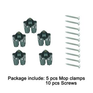 Ogrmar 5Pcs Mop and Broom Holder Wall Mounted Garden Storage Rack/Wall Organizer for Handled Tools with 10Pcs Screws (Blackish Green)